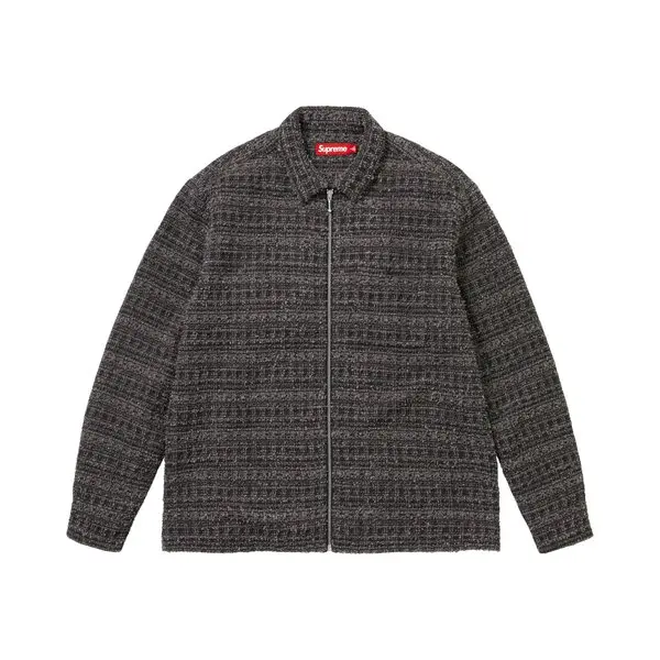 Supreme Bouclé Zip Up Shirt - Black