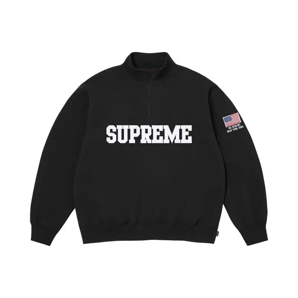 Supreme Shop Flag Half Zip Pullover - Black