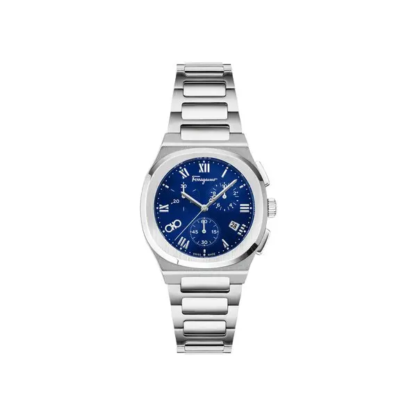 FERRAGAMO Elliptical Chronograph Watch - Silver