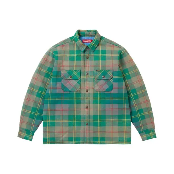 Supreme Quilted Lined Flannel Snap Shirt - Green