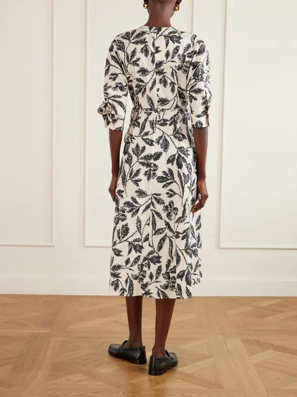 Max Mara Floral-print Cotton-poplin Wrap Midi Dress - Neutrals