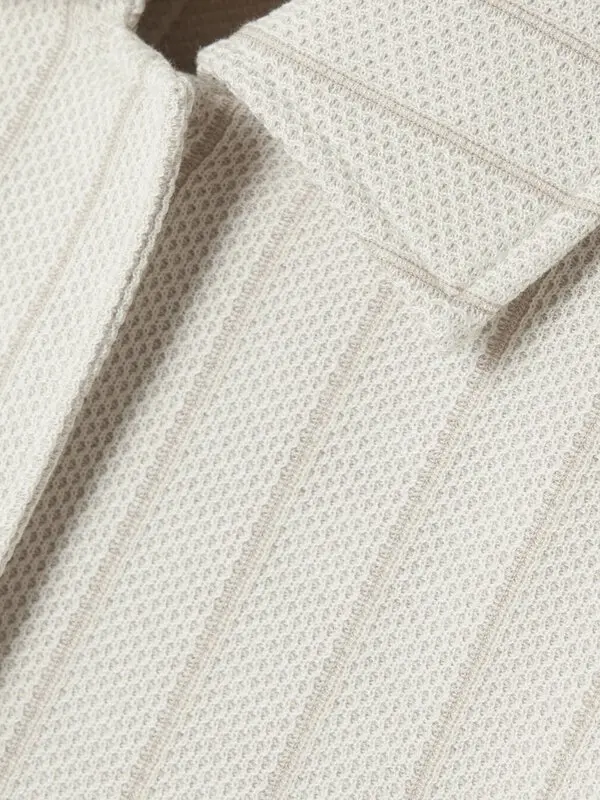Max Mara Cropped Striped Cotton-piqué Jacket - White
