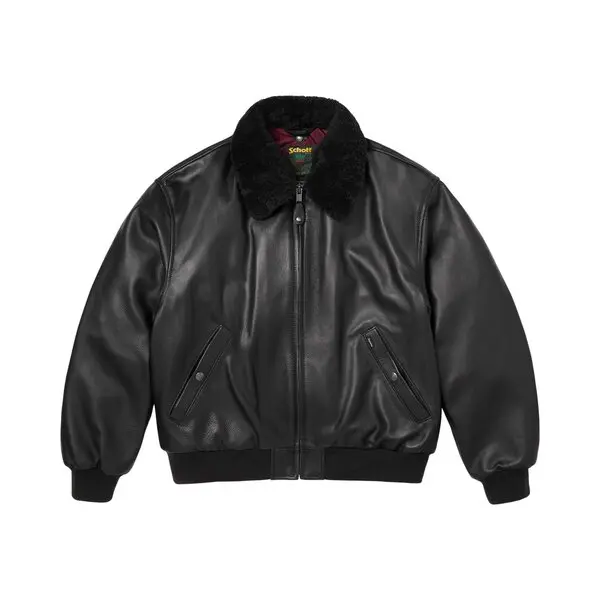 Supreme Shearling Collar Bomber Jacket - Black
