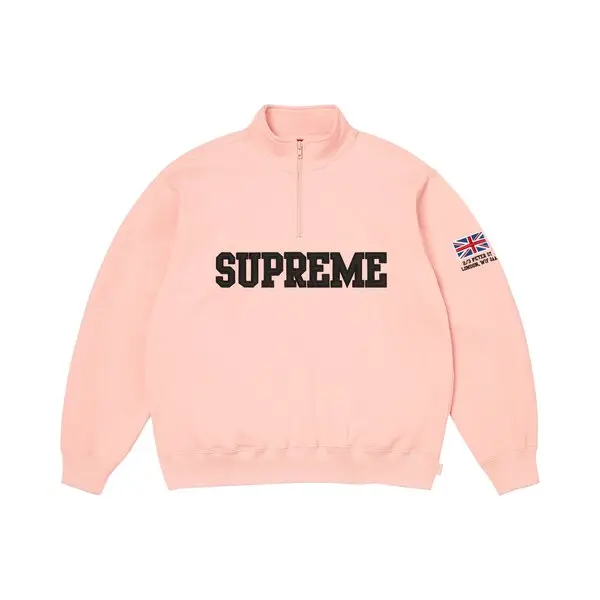 Supreme Shop Flag Half Zip Pullover - Pink
