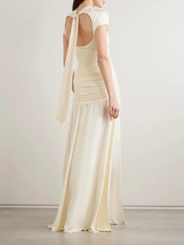 SELF-PORTRAIT Open-back Draped Maxi Dress - Yellow