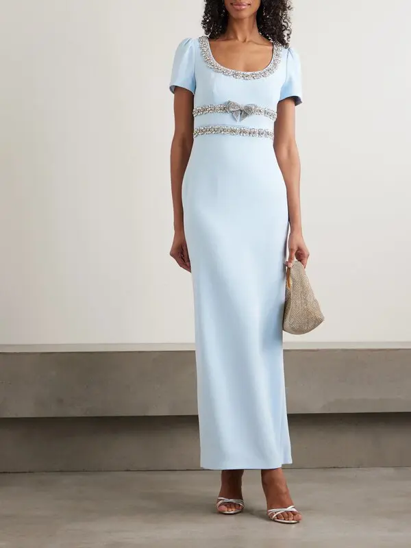 princess polly baby blue dress Kiki Lace Back Crepe Maxi Dress Blue main image 0