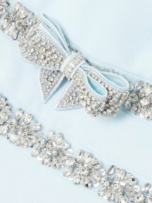 SELF-PORTRAIT Bow-detailed Crystal-embellished Crepe Maxi Dress