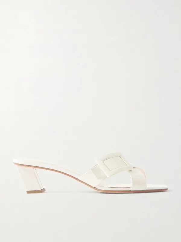 ROGER VIVIER Buckled Patent-leather Mules - Neutrals