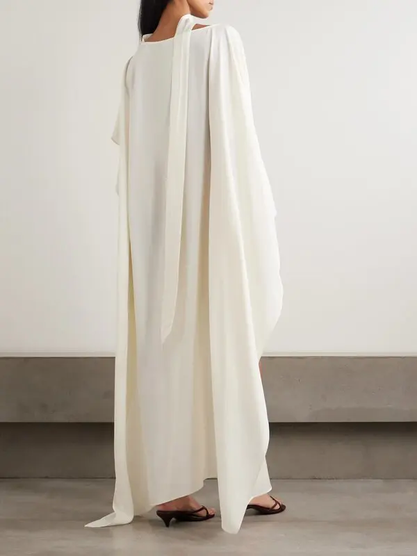 TALLER MARMO Trebbia Scarf-detailed One-shoulder Crepe-cady Kaftan - Neutrals