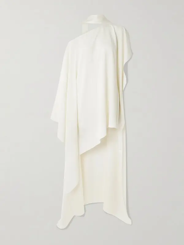 TALLER MARMO Trebbia Scarf-detailed One-shoulder Crepe-cady Kaftan - Neutrals