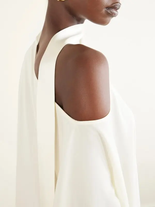 TALLER MARMO Trebbia Scarf-detailed One-shoulder Crepe-cady Kaftan - Neutrals
