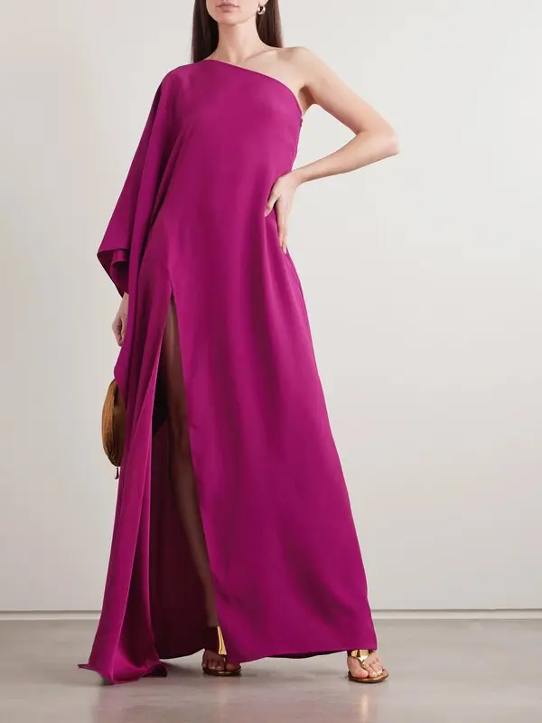 TALLER MARMO Paloma Scarf-detailed One-shoulder Maxi Dress - Purple