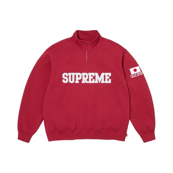 Supreme Shop Flag Half Zip Pullover - Red