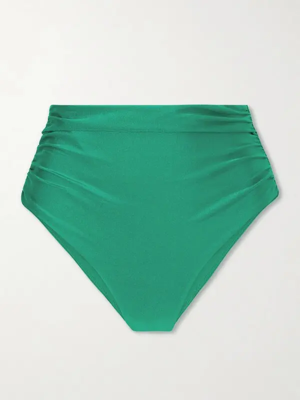 Simkhai Teya Ruched Bikini Briefs - Green