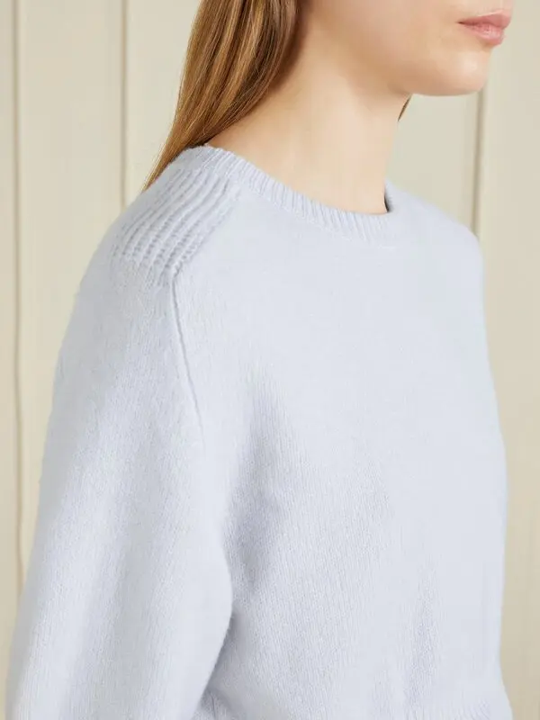 Khaite Lorelai Cropped Wool And Cashmere-blend Sweater - Blue