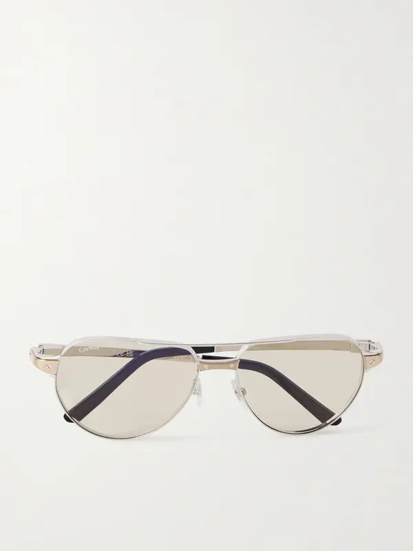 Cartier Santos De Aviator-style Sunglasses - Silver