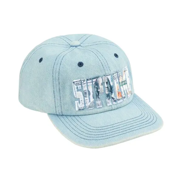 Supreme Embroidered Money Logo 6-panel Hat - Blue