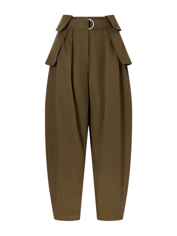 Loewe Belted Pleated Wide-leg Pants - Green