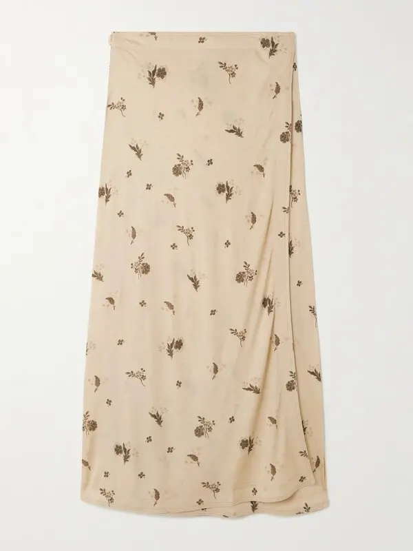 TOTEME Floral-print Jersey Maxi Wrap Skirt - Neutrals