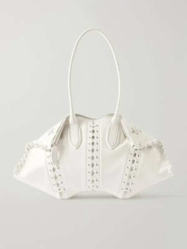 Alexander McQueen Manta Tie-detailed Leather Shoulder Bag - White
