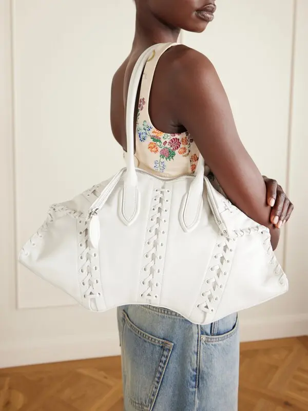 Alexander McQueen Manta Tie-detailed Leather Shoulder Bag