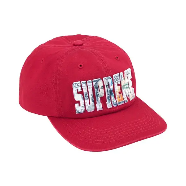 Supreme Embroidered Money Logo 6-panel Cap - Red