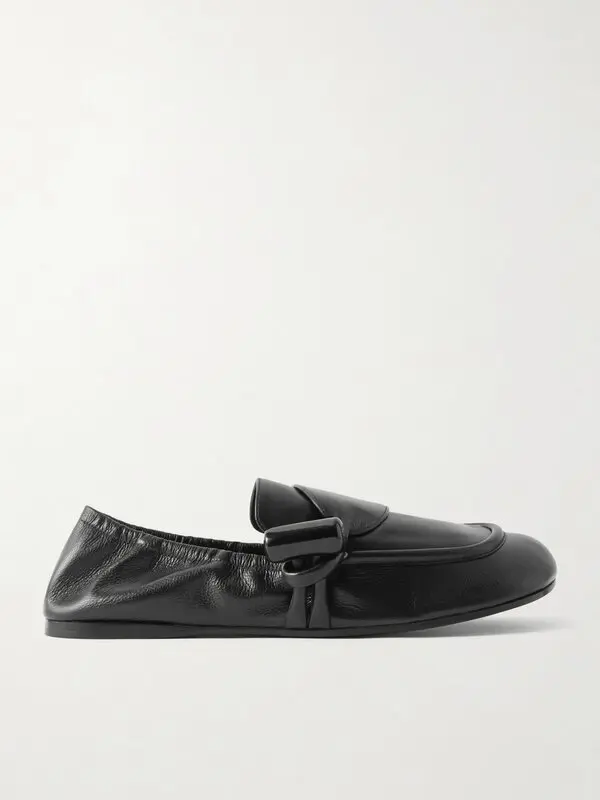 Loewe Toggle Embellished Leather Loafers - Black