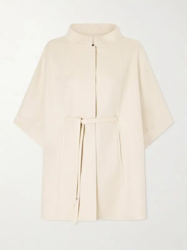 Loro Piana Belted Leather-trimmed Cashmere Cape - Neutrals
