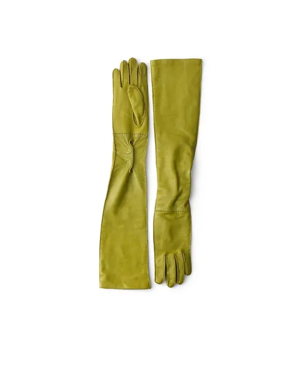 Prada Leather Long Gloves - Green