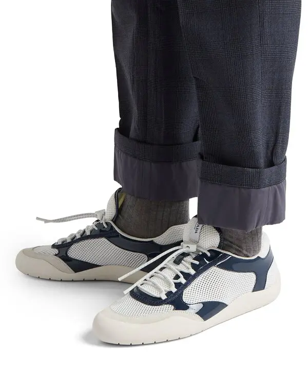 Prada Speedrock Patent Leather And Mesh Sneakers - Blue