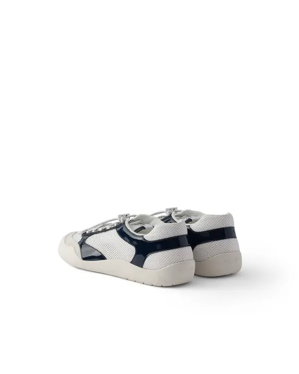 Prada Speedrock Patent Leather And Mesh Sneakers - Blue