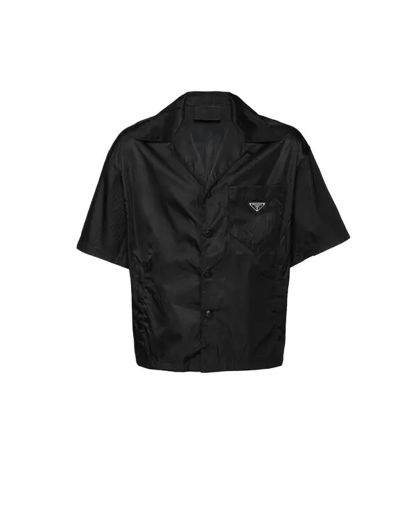 Prada Re-nylon Hort-leeved Hirt - Black