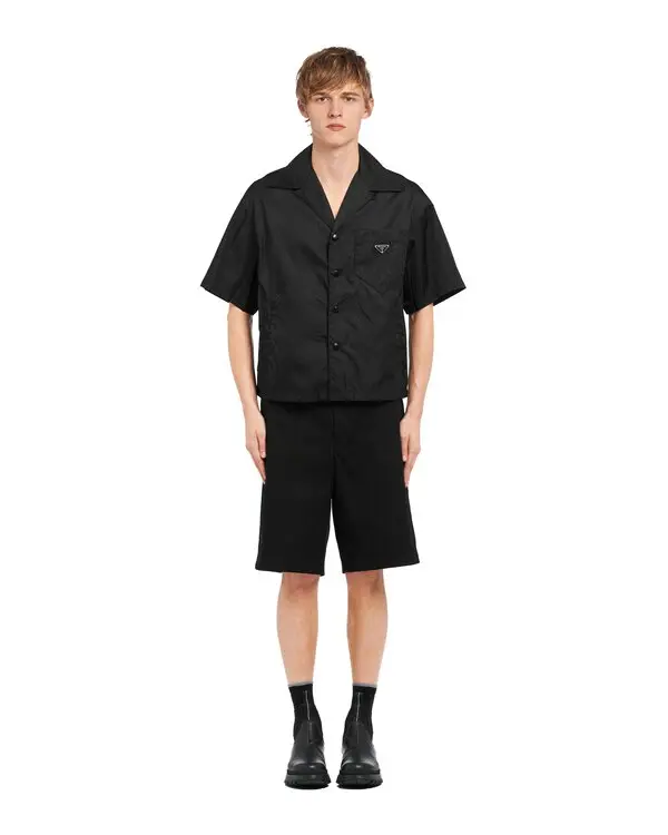 Prada Re-nylon Hort-leeved Hirt - Black