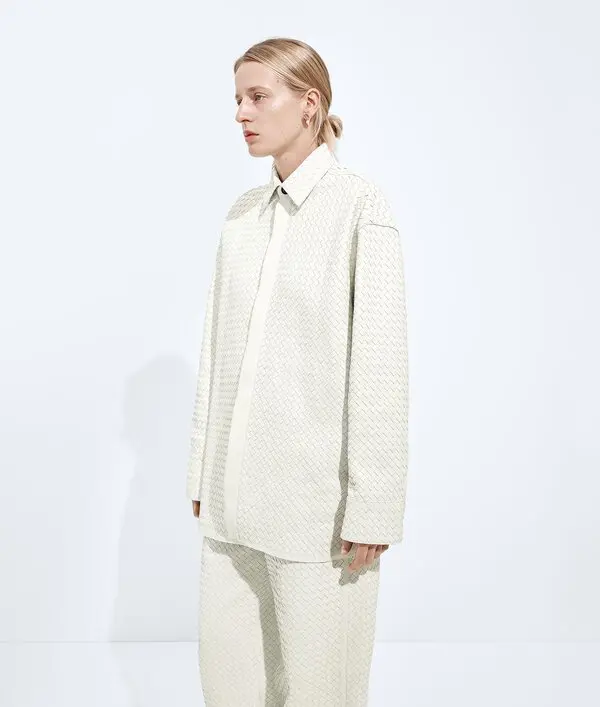 Bottega Veneta Intrecciato Leather Shirt - Chalk