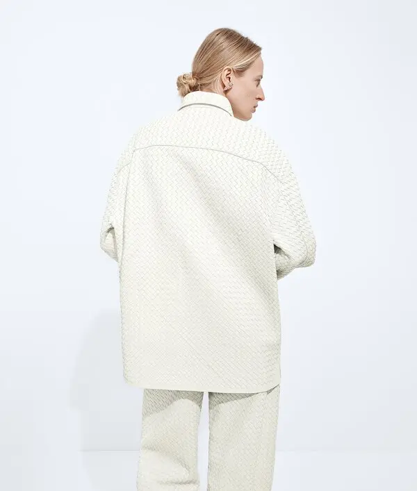 Bottega Veneta Intrecciato Leather Shirt - Chalk