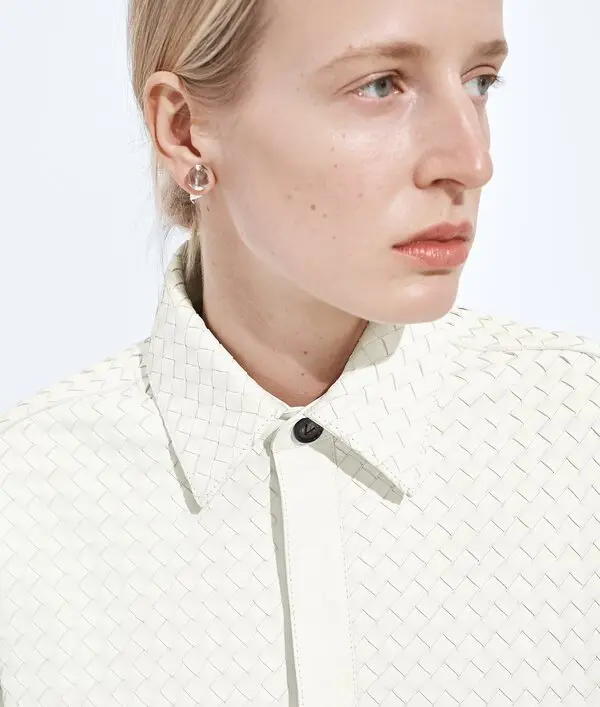 Bottega Veneta Intrecciato Leather Shirt - Chalk