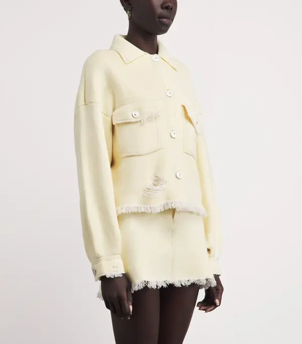 BARRIE Cashmere-cotton Denim Jacket - Yellow