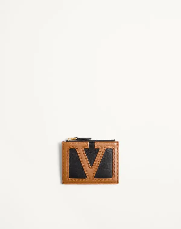 Valentino Garavani Viva Superstar Nappa Leather Cardholder - Black/spice