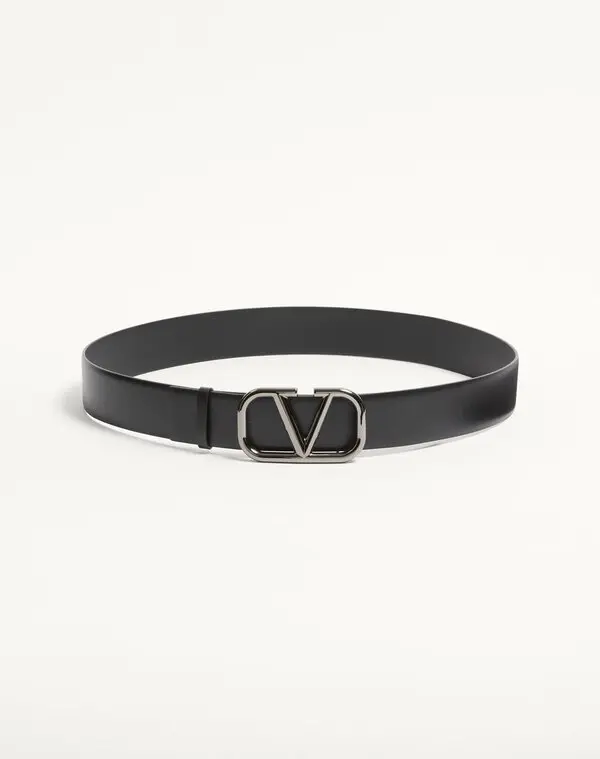 Valentino Garavani Vlogo Signature Calfskin Leather Belt - Black