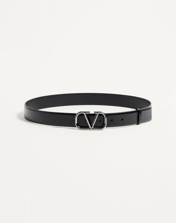 Valentino Garavani Vlogo Signature Calfskin Belt - Black