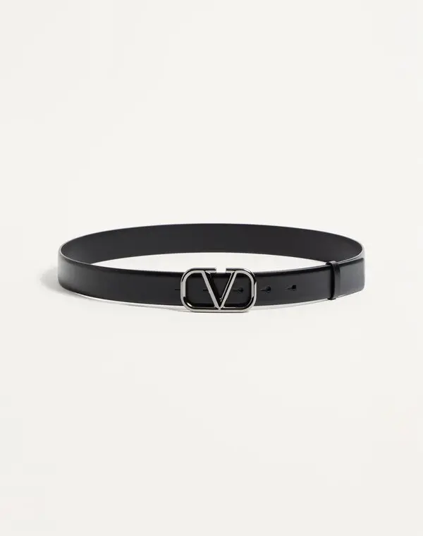 Valentino Garavani Vlogo Signature Calfskin Belt - Black
