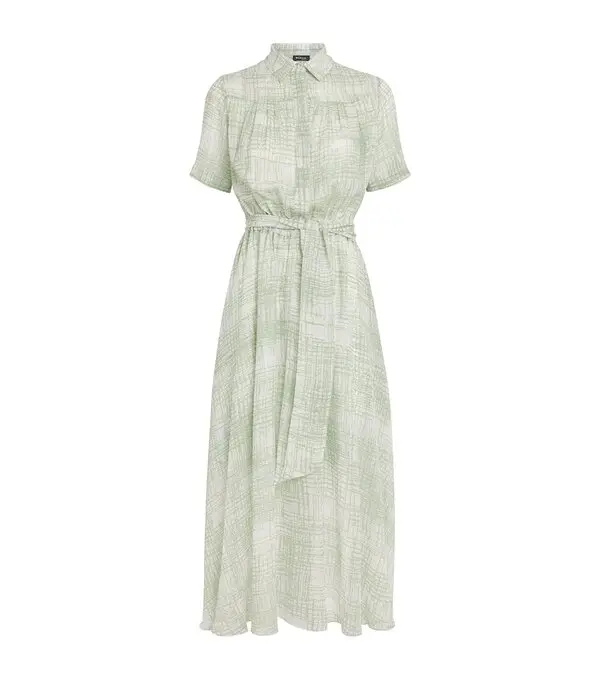Kiton Printed Silk Midi Shirt Dress