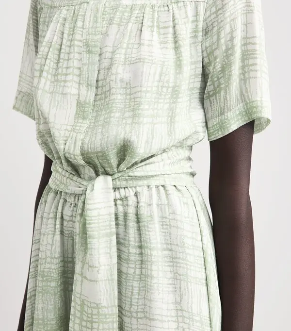 Kiton Printed Silk Midi Shirt Dress