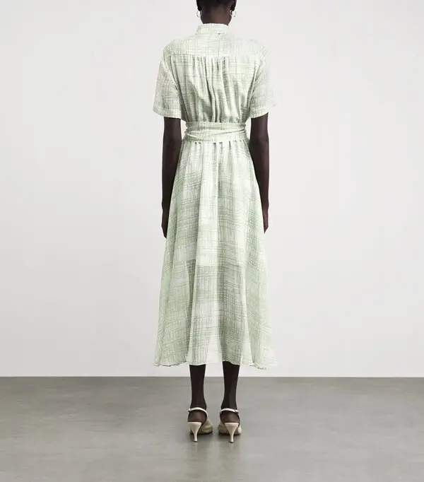 Kiton Printed Silk Midi Shirt Dress