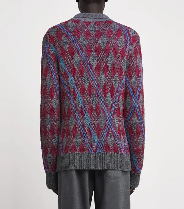 Dries Van Noten Argyle Open-collar Sweater