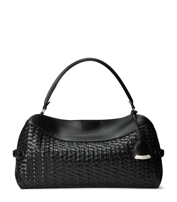 Ralph Lauren Leather Braided The Shoulder Bag - Black