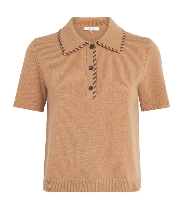 FRAME Wool-cashmere Polo Sweater - Brown