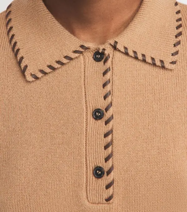 FRAME Wool-cashmere Polo Sweater - Brown