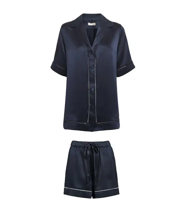 Olivia Von Halle Silk Marlene Pyjama Set - Navy