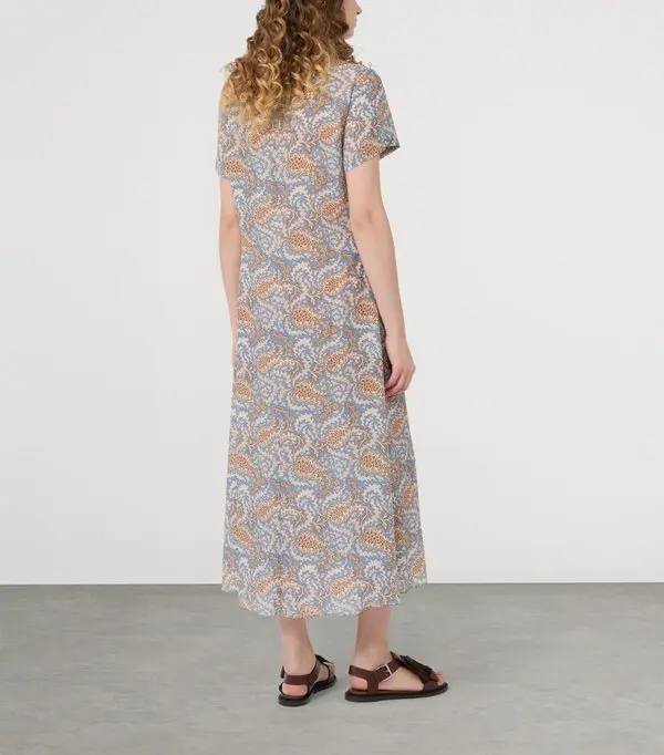 Max Mara Silk Floral Print Midi Dress - Blue